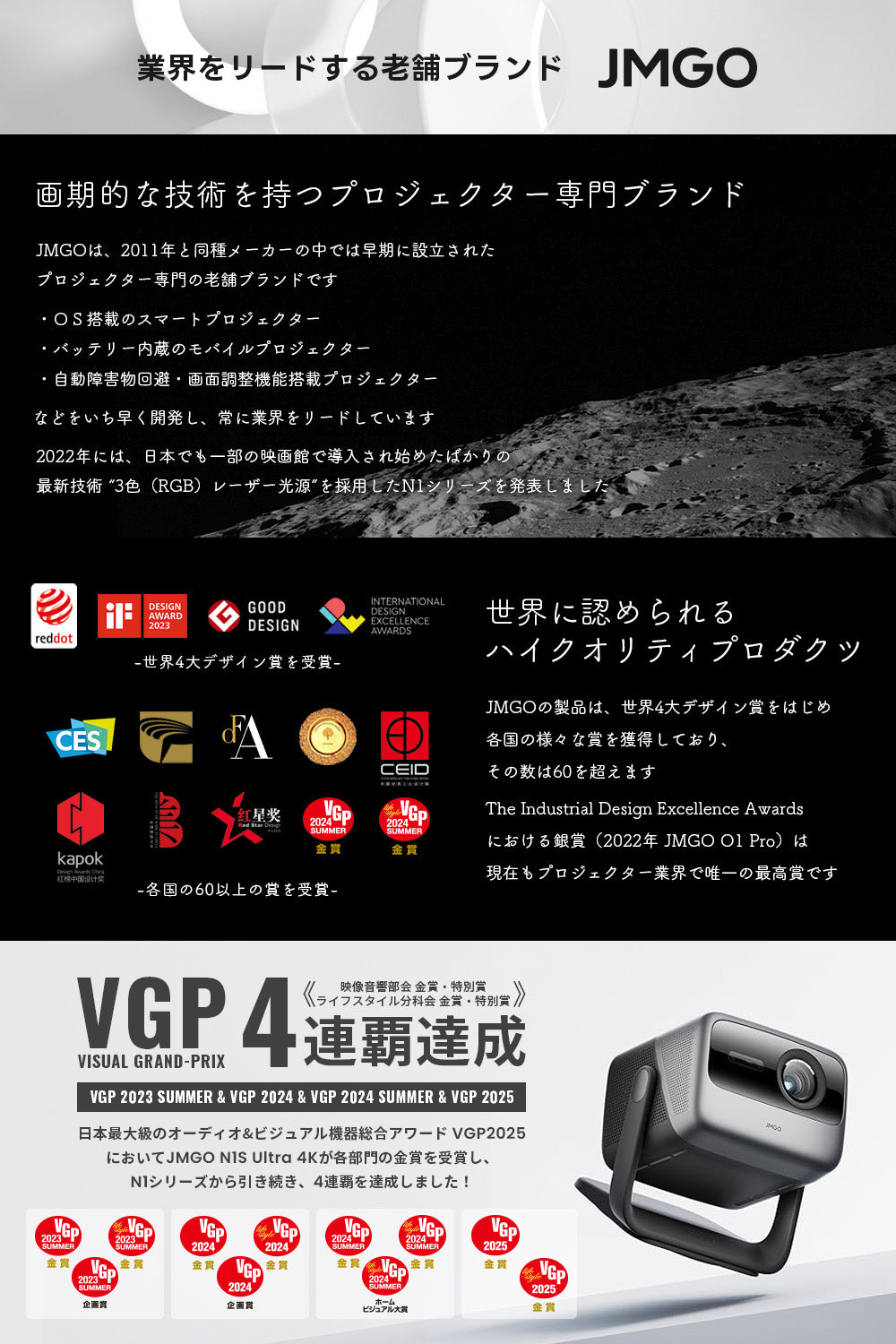 JMGO N1S Ultra 4K 映画館級の3色（RGB）レーザーを搭載したジンバル一体型4Kプロジェクター – JMGO（ジェイエムゴー ...